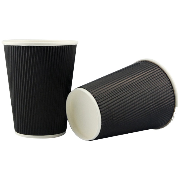 Triple Wall Ripple Black Paper Coffee Cups – TRIECOPACK